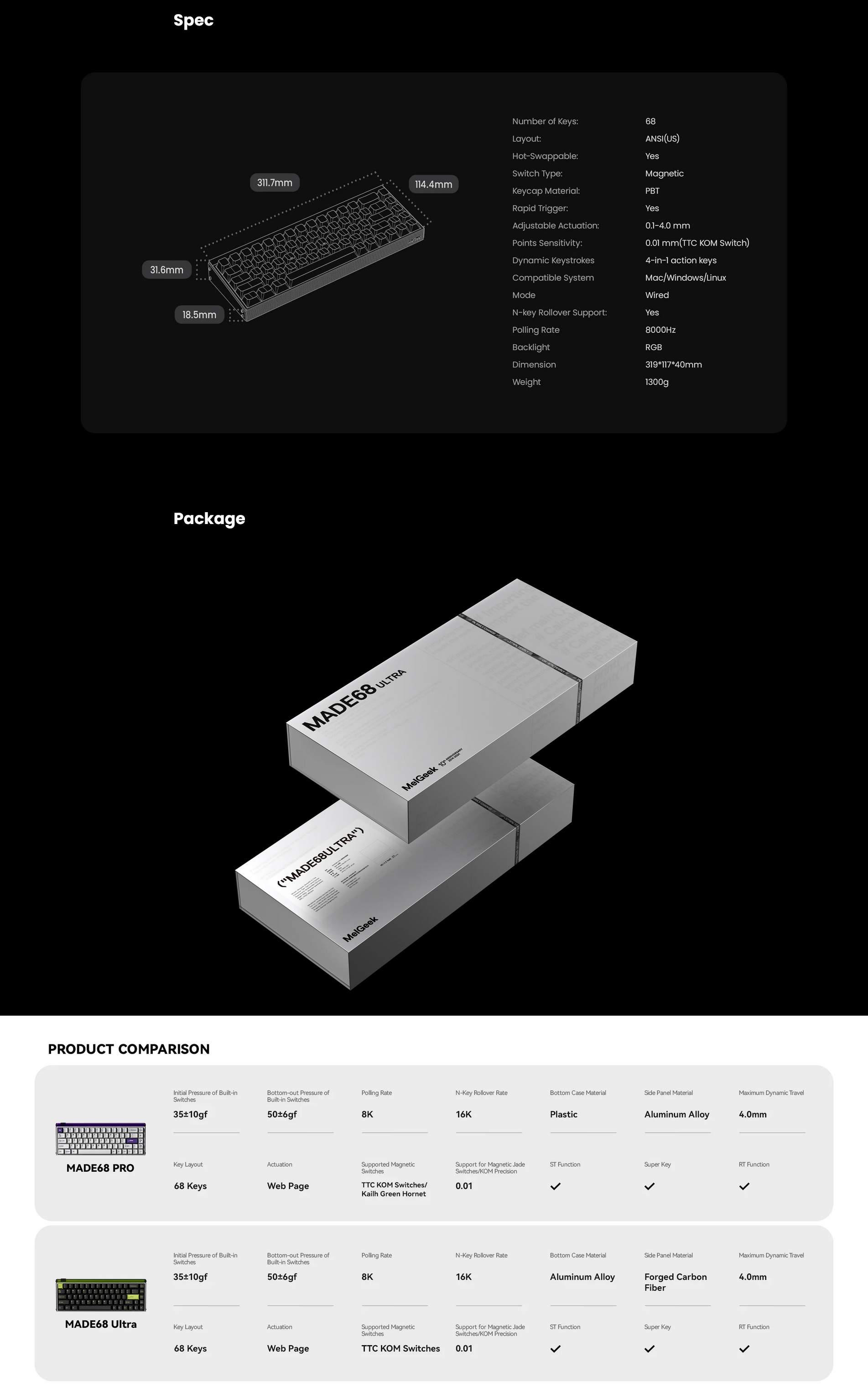 MelGeek MADE68 Ultra DIY Alu Case Magnetic Gaming Keyboard ...