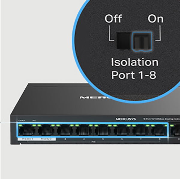 Mercusys MS110P 10-Port 10/100Mbps Desktop Switch with 8-Port PoE+ ...