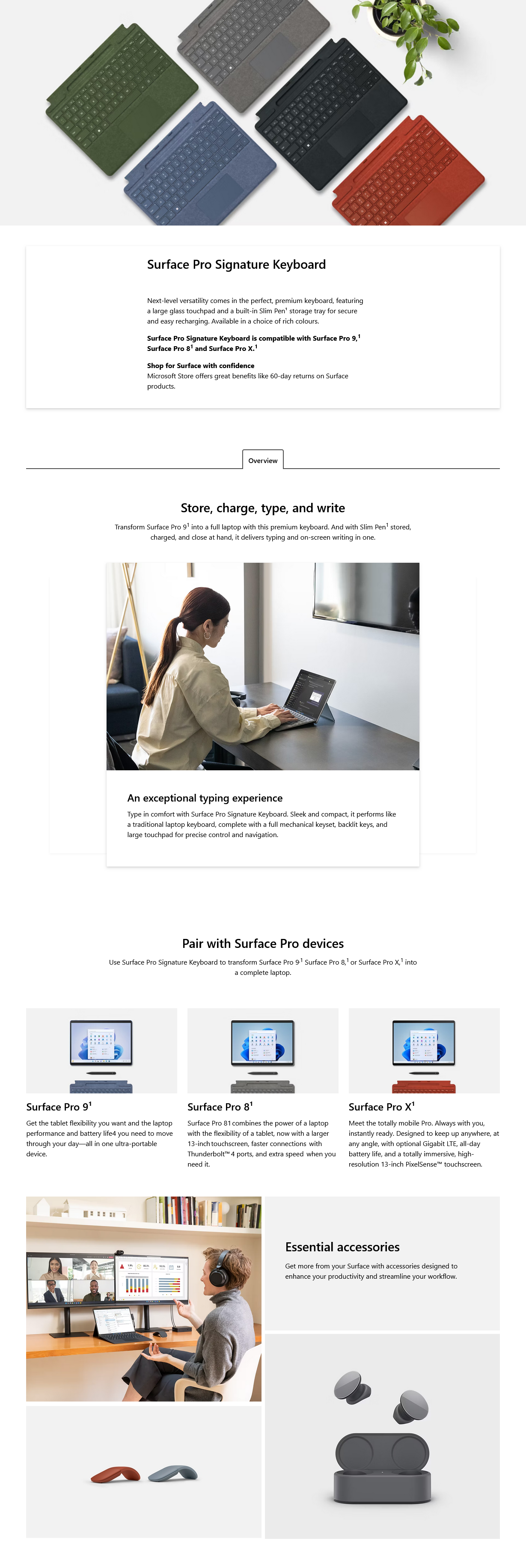 Microsoft Surface Pro Signature Keyboard - Ice Blue - 8XA-00055 | Mwave