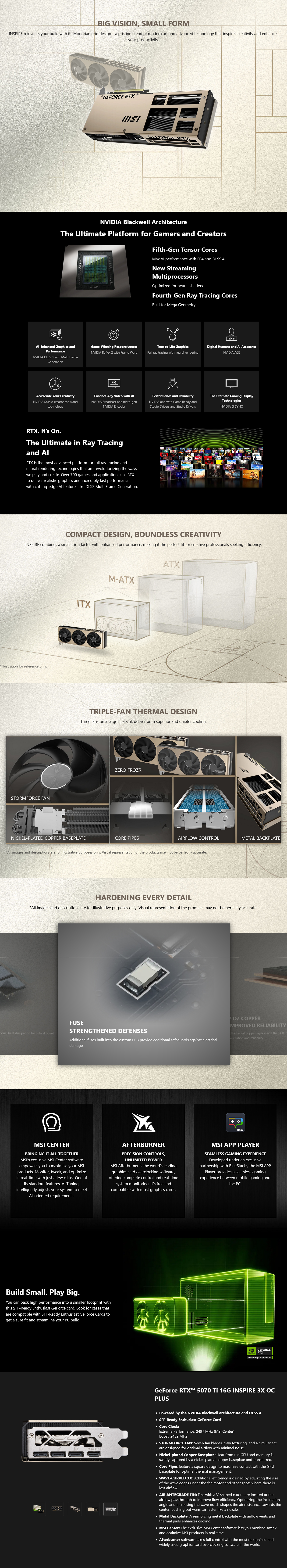 MSI GeForce RTX 5070 Ti INSPIRE 3X OC PLUS 16GB Video Card - GeForce ...