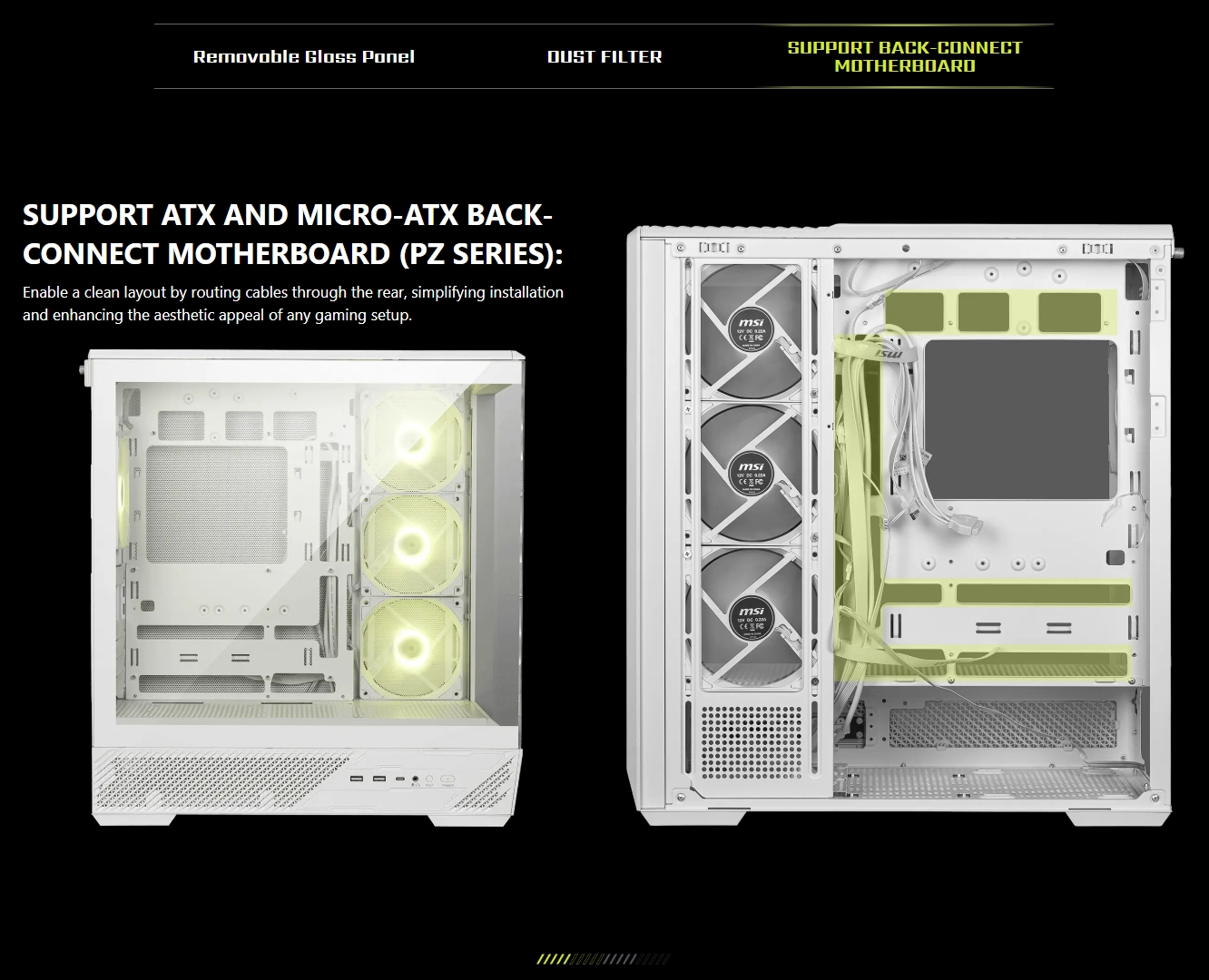 MSI MAG PANO 130R PZ Mid-Tower ATX Case - White - MAG PANO 130R PZ ...