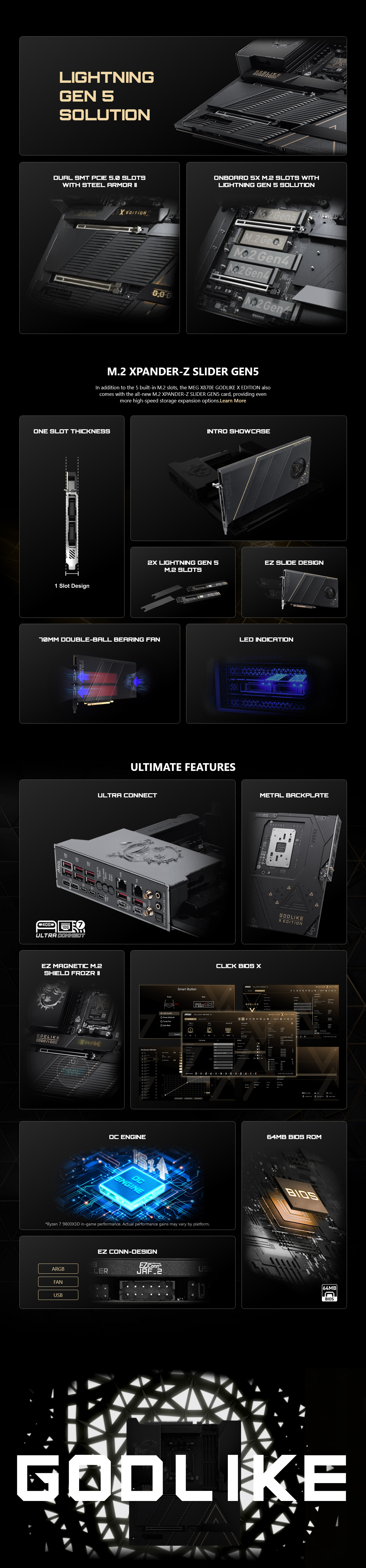 MSI MEG X870E X GODLIKE AM5 E-ATX Motherboard - MEG X870E X GODLIKE | Mwave