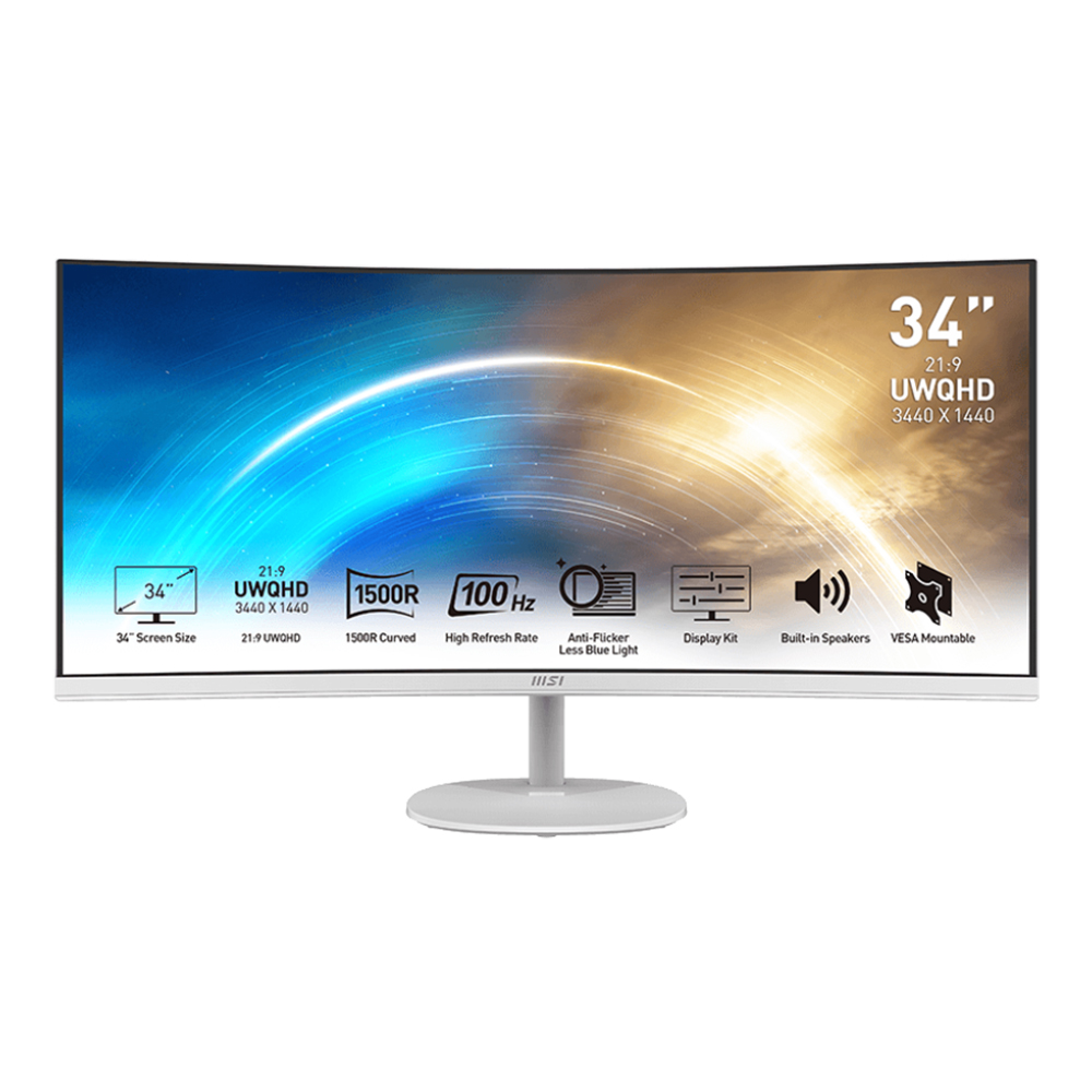 MSI PRO MP341CQW 34" 100Hz UWQHD 1ms Ultra-Wide Curved VA Monitor ...