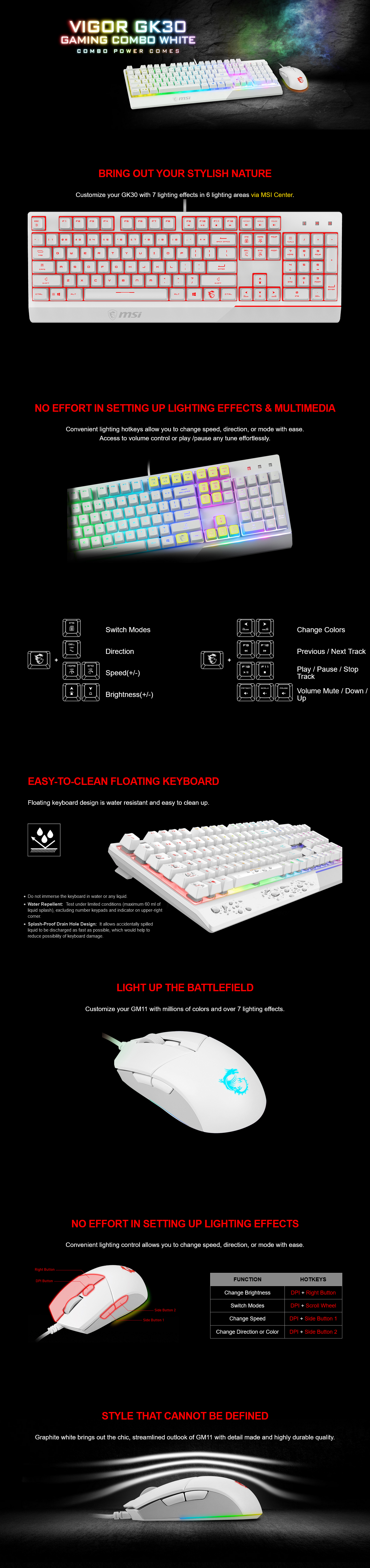 MSI Vigor GK30 RGB Wired Gaming Keyboard & Mouse Combo - VIGOR GK30 ...