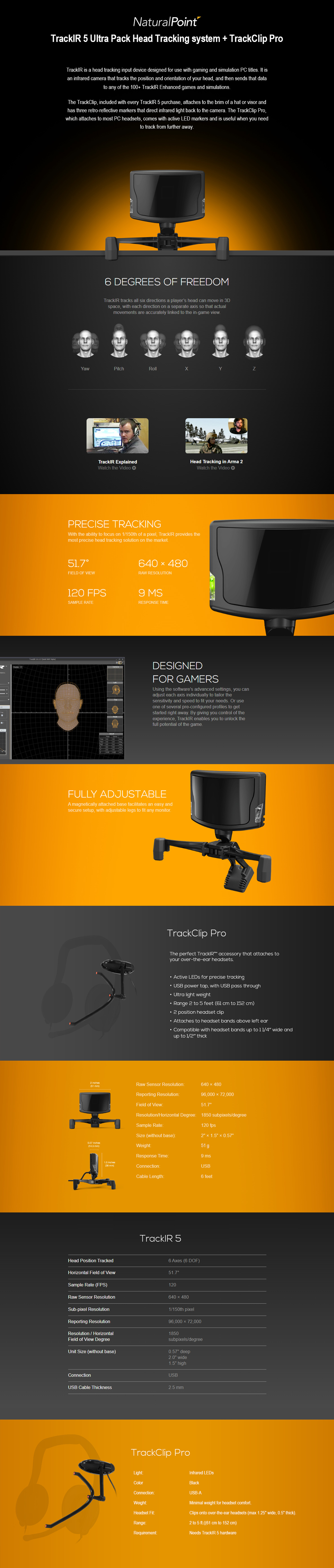NaturalPoint TrackIR 5 Ultra Pack Head Tracking System + TrackClip Pro - TIR-5ULTRAPACK | Mwave