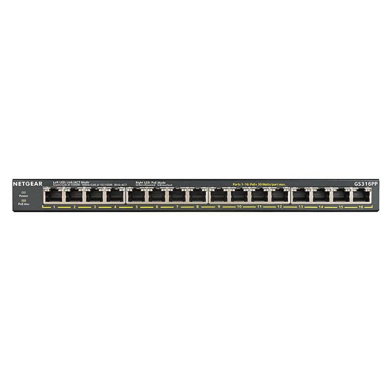 Netgear GS316PP SOHO 16-Port Gigabit PoE+ (183W) Unmanaged Switch with ...