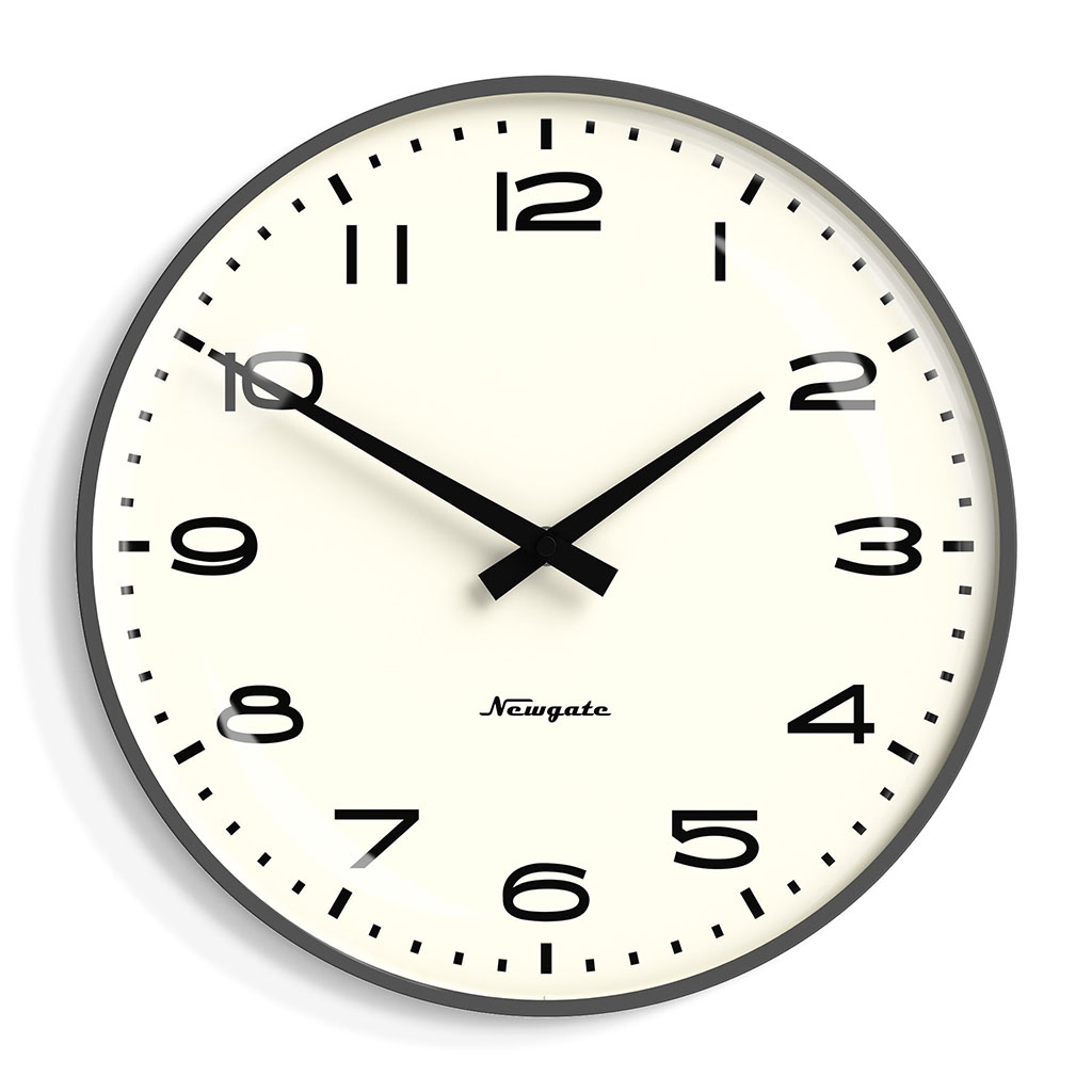 Newgate Radio City Wall Clock Black Arabic Dial - Matte Blizzard Grey ...
