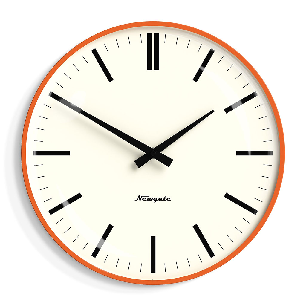 Newgate Radio City Wall Clock Bold Black Marker Dial - Matte Pumpkin ...