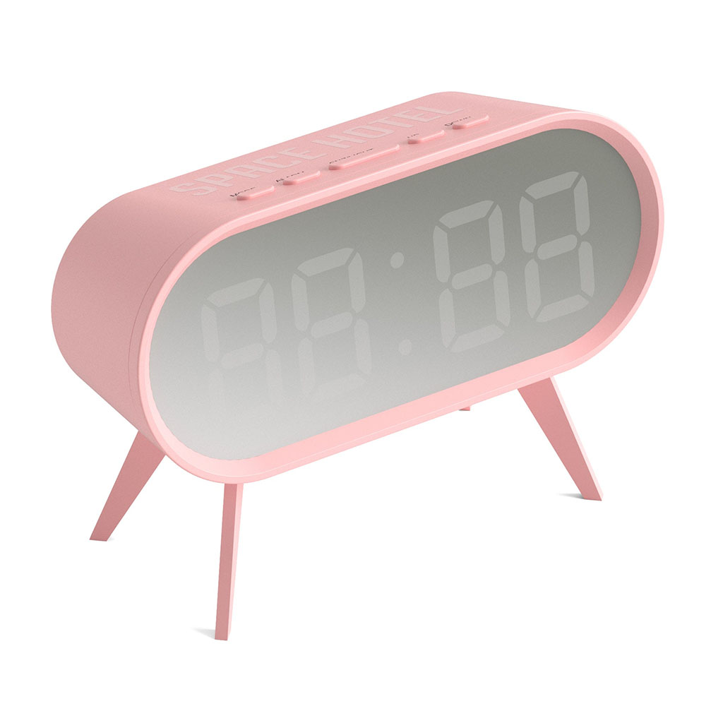 Newgate Space Hotel Cyborg LED Alarm Clock - Pink - NGSH-CYBO-S1-PK | Mwave