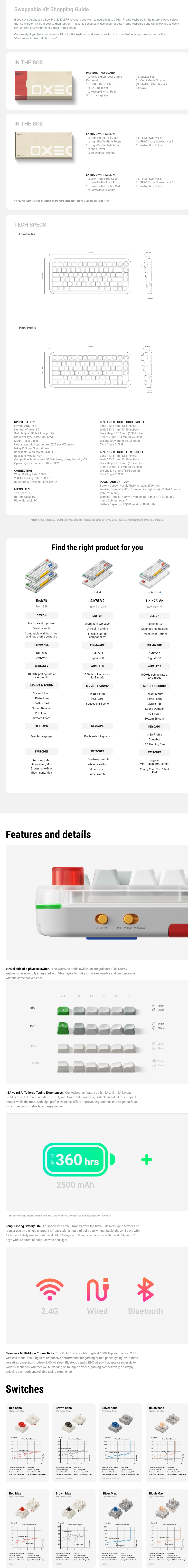 NuPhy Kick75 QMK&VIA Hybrid-Profile Custom Mechanical Keyboard - Low ...