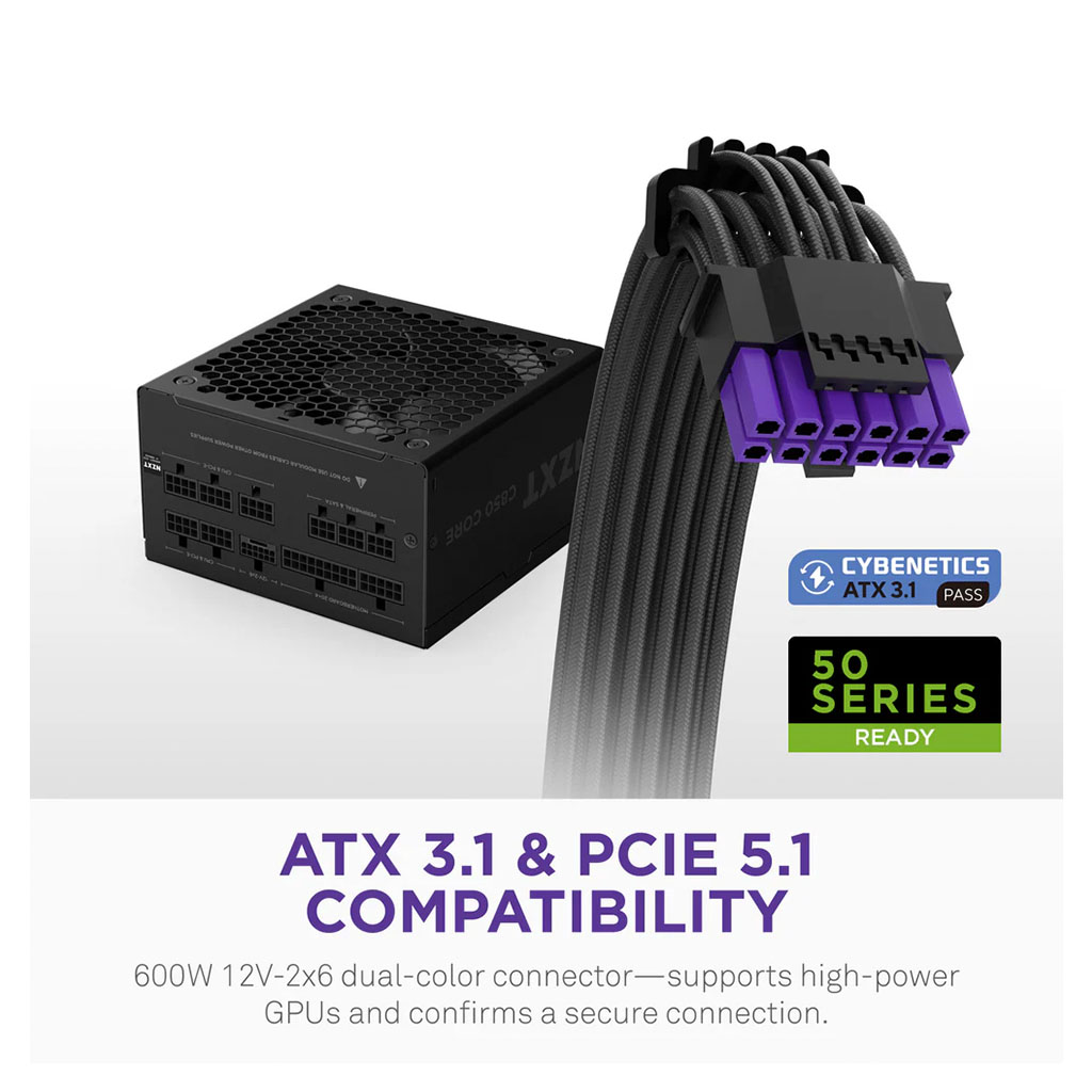 NZXT C850 Gold Core 850W 80+ Gold PCIe 5.1 ATX 3.1 Fully Modular Power ...