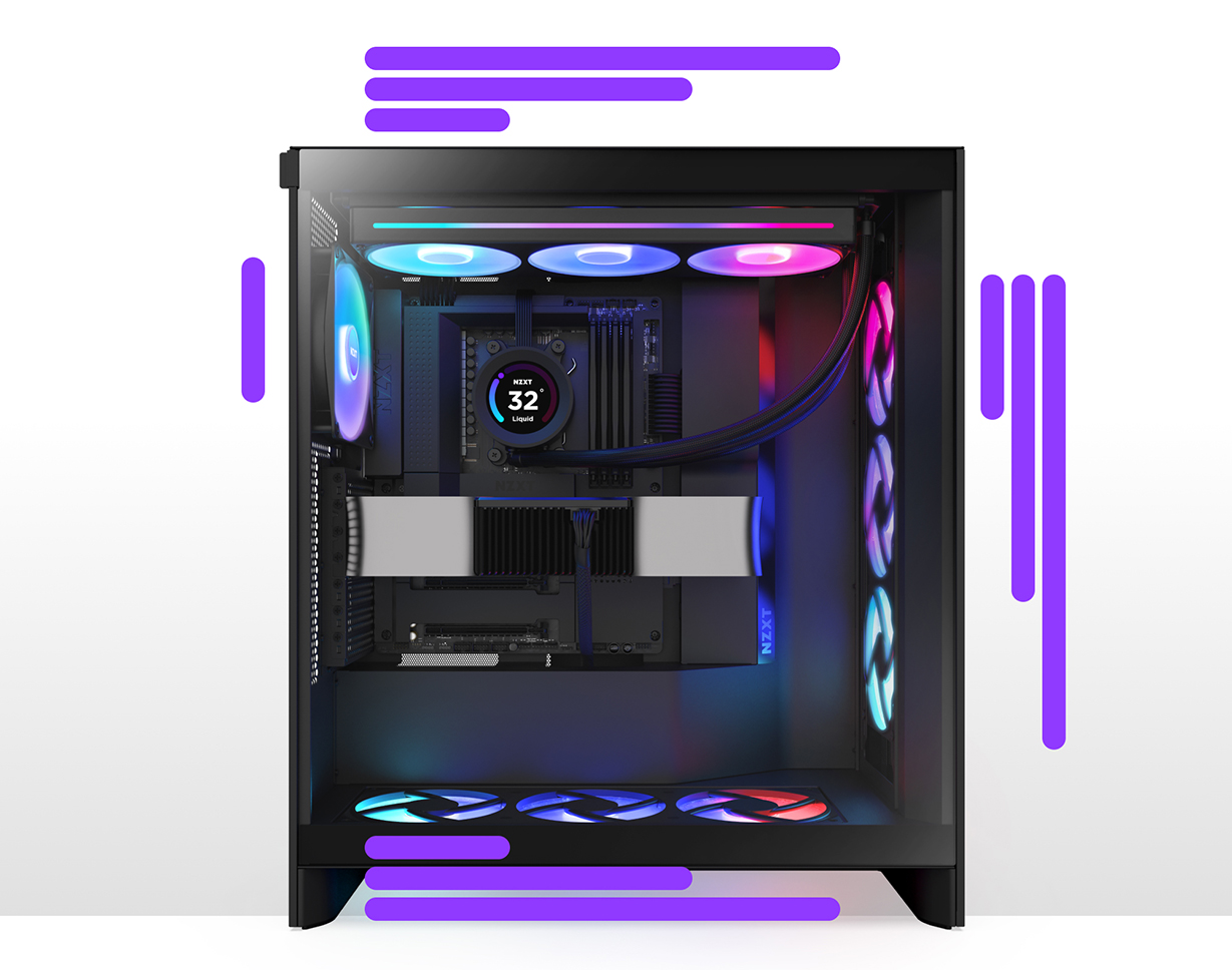 NZXT H7 Flow RGB (2024) Tempered Glass Mid-Tower ATX Case - Black - CM ...