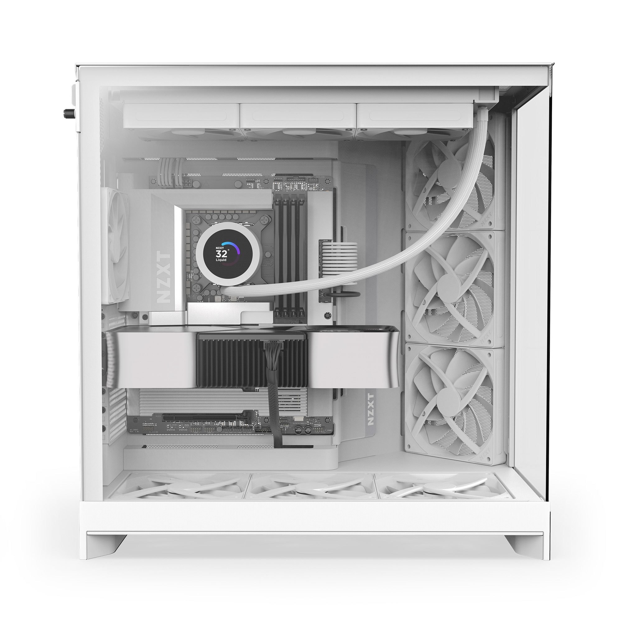 NZXT H9 Flow Tempered Glass Mid-Tower E-ATX Case - White - CM-H92FW-01 ...