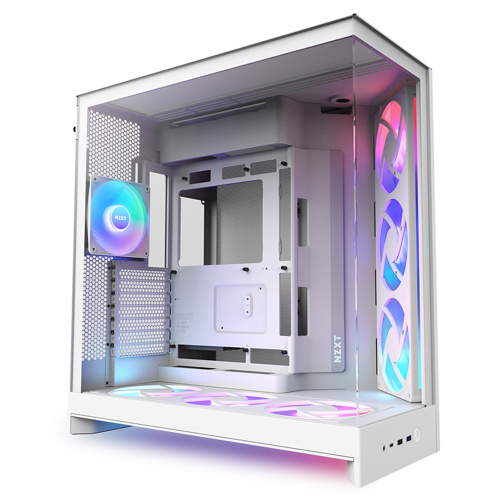 NZXT H9 RGB+ Flow Tempered Glass Mid-Tower E-ATX Case - White - CM ...