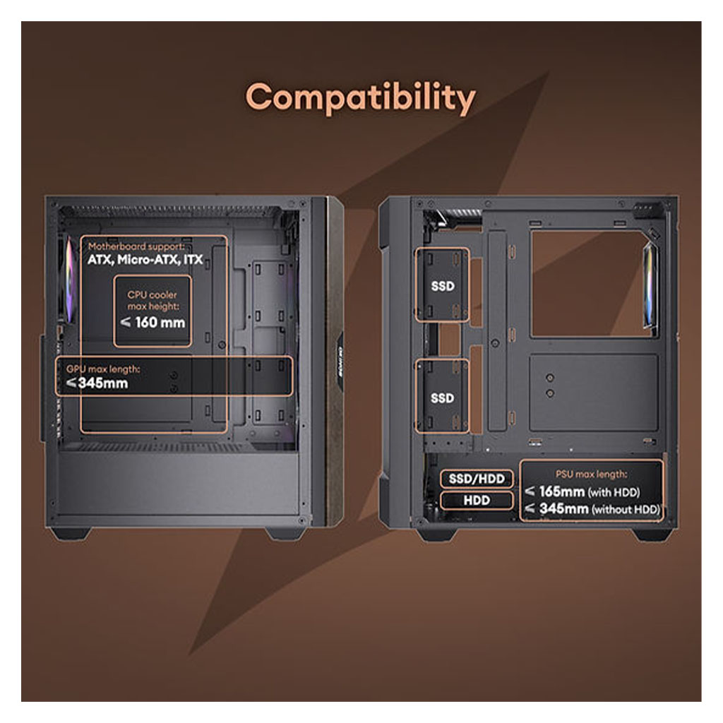 OKINOS Cypress 5 Oak Wood ATX Mid Tower Case - OKICC-CP5-ATXBWA | Mwave