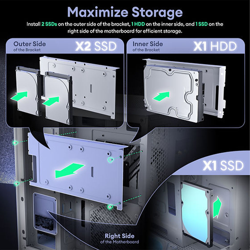 OKINOS Mirage 4 ARGB Micro ATX Case - Black - OKICC-MG4-MATXB | Mwave