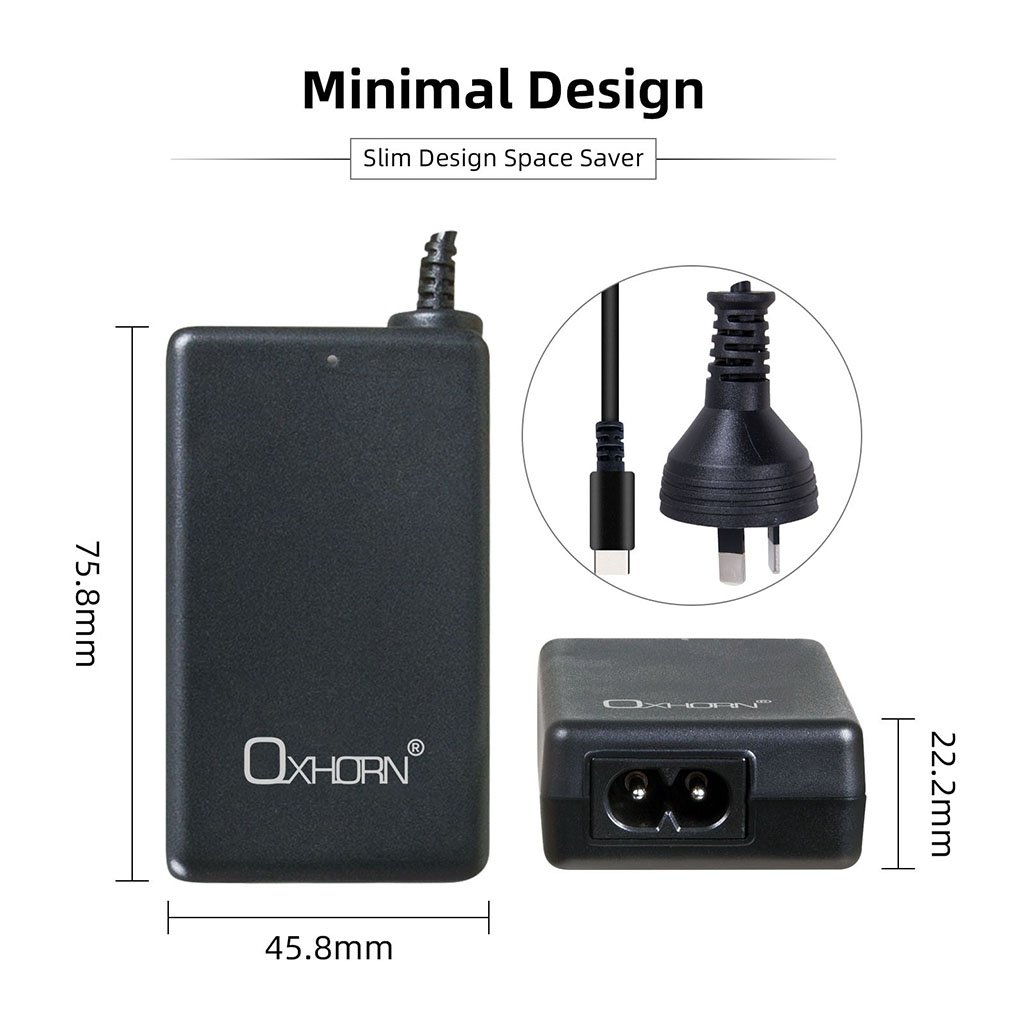 Oxhorn 65W USB-C GaN Charger - Black - ACBOXHNBPD65B | Mwave