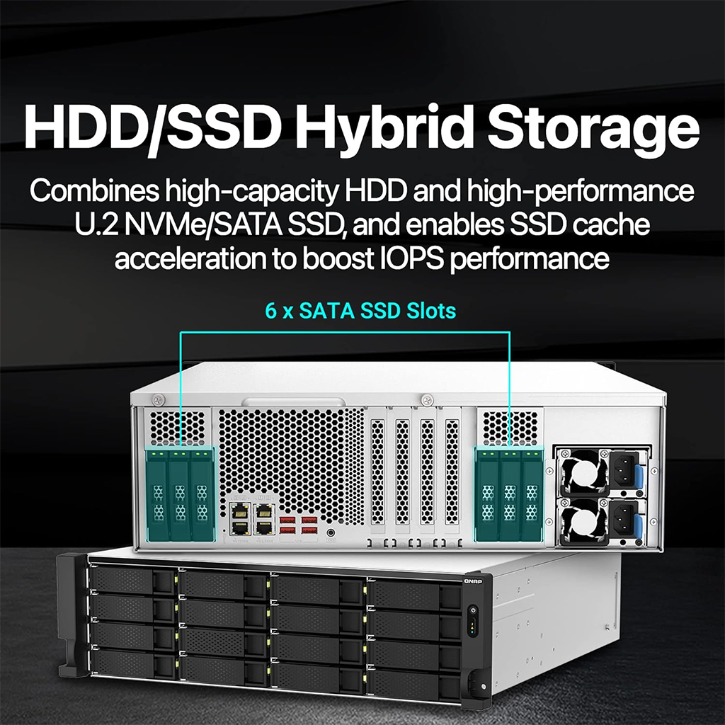 QNAP TS-H2287XU-RP 22-Bay SATA 6Gb/s Rack-Mountable NAS Server - 64GB ...