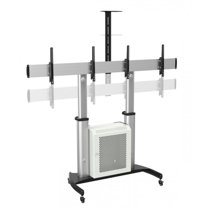 Q-Tee Dual TV Trolley Cart With Lockable Cabinet (40" - 60" Max 50kg ...