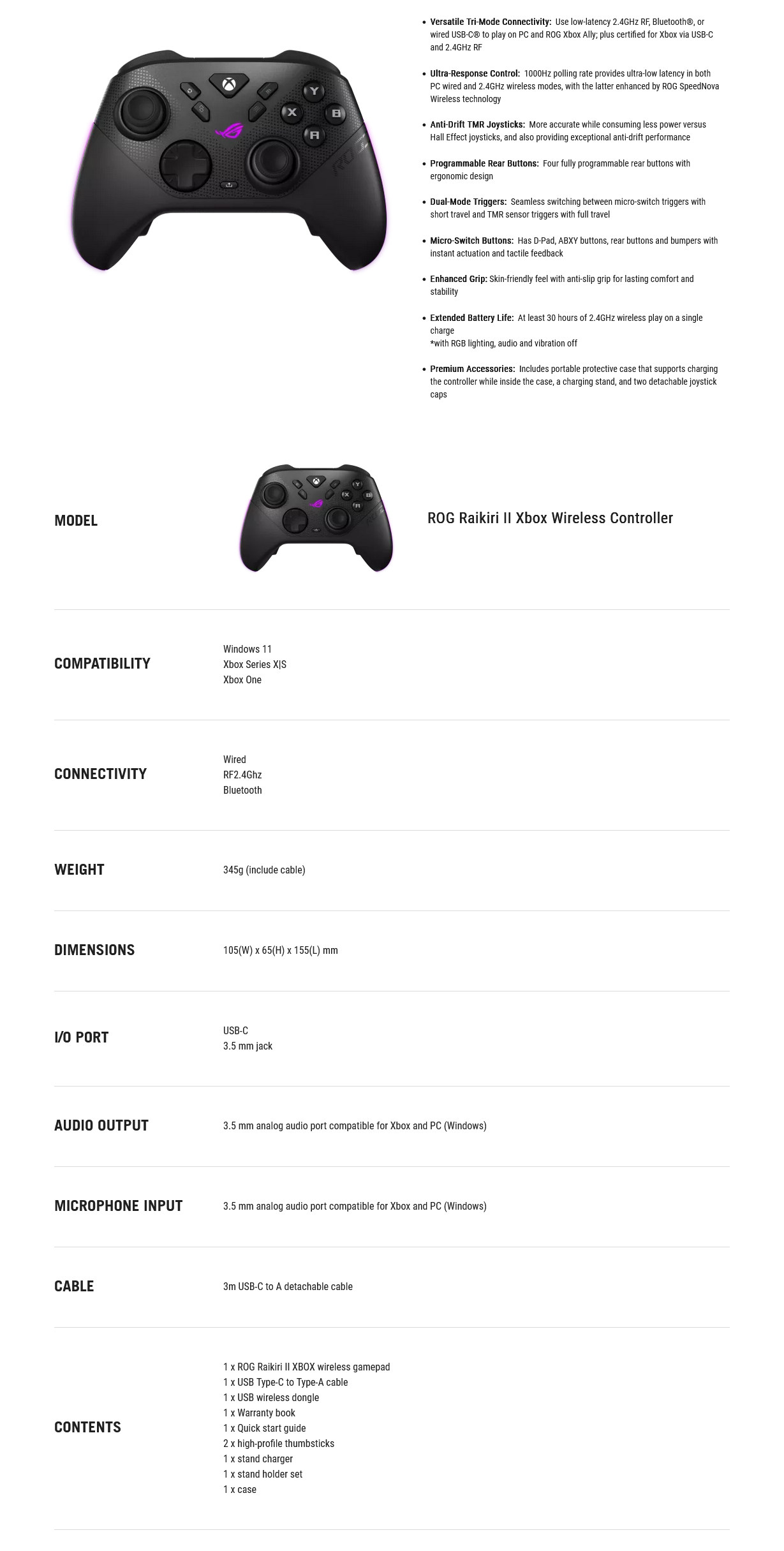 ASUS ROG RAIKIRI II Xbox Wireless Controller - ROG RAIKIRI II X | Mwave