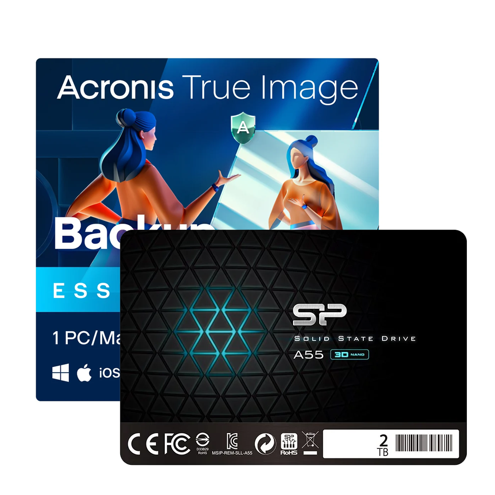 SafeDrive Bundle: 2TB SATA Silicon Power SSD + Acronis Essential Backup ...