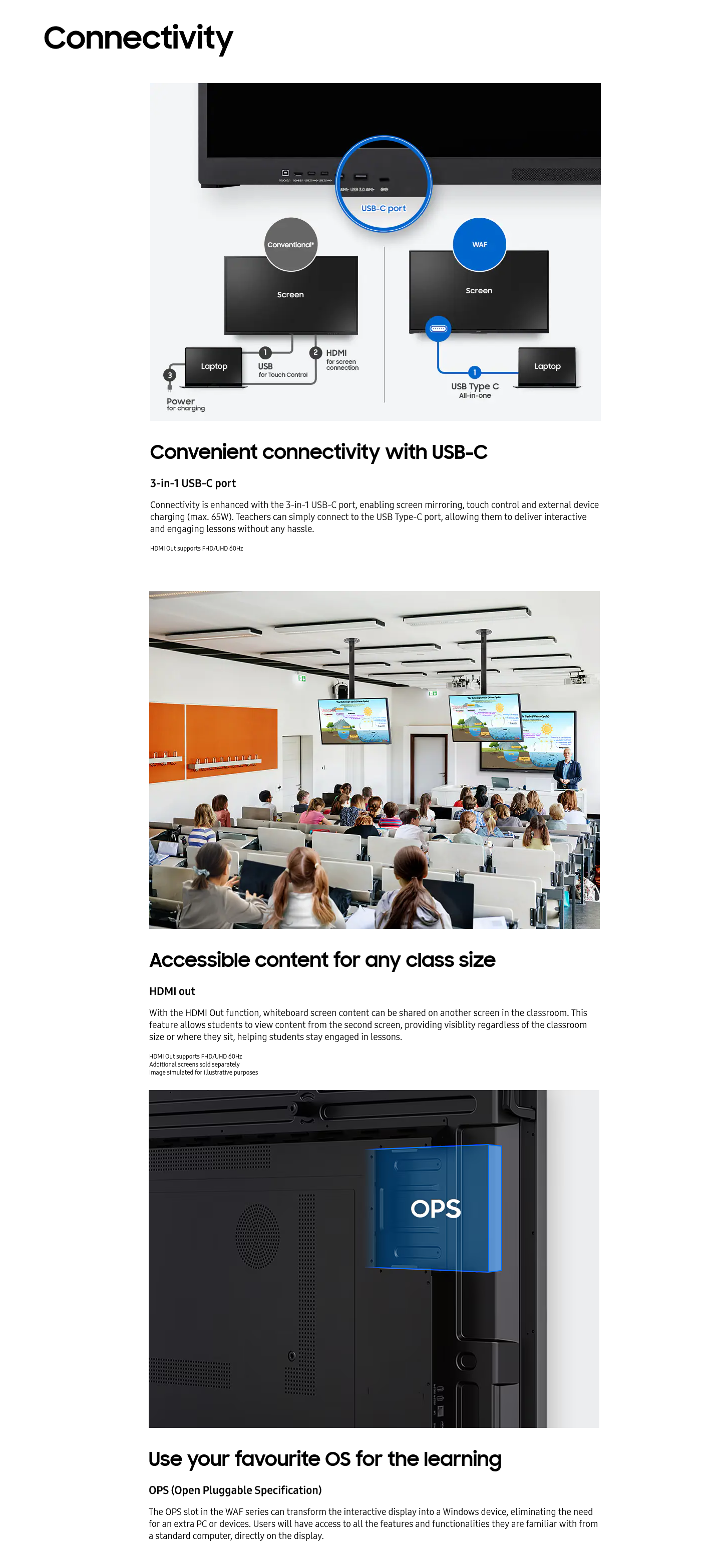 Samsung WAF Series 65" 4K UHD Interactive eBoard Display ...