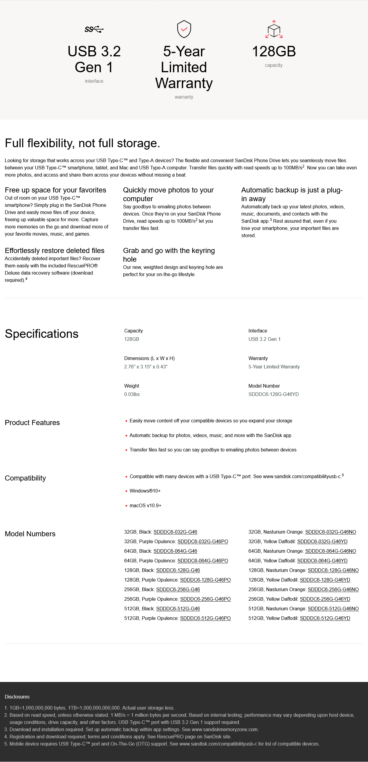 SanDisk 128GB Phone Dual Drive USB 3.2 Type C+A - Yellow Daffodil ...