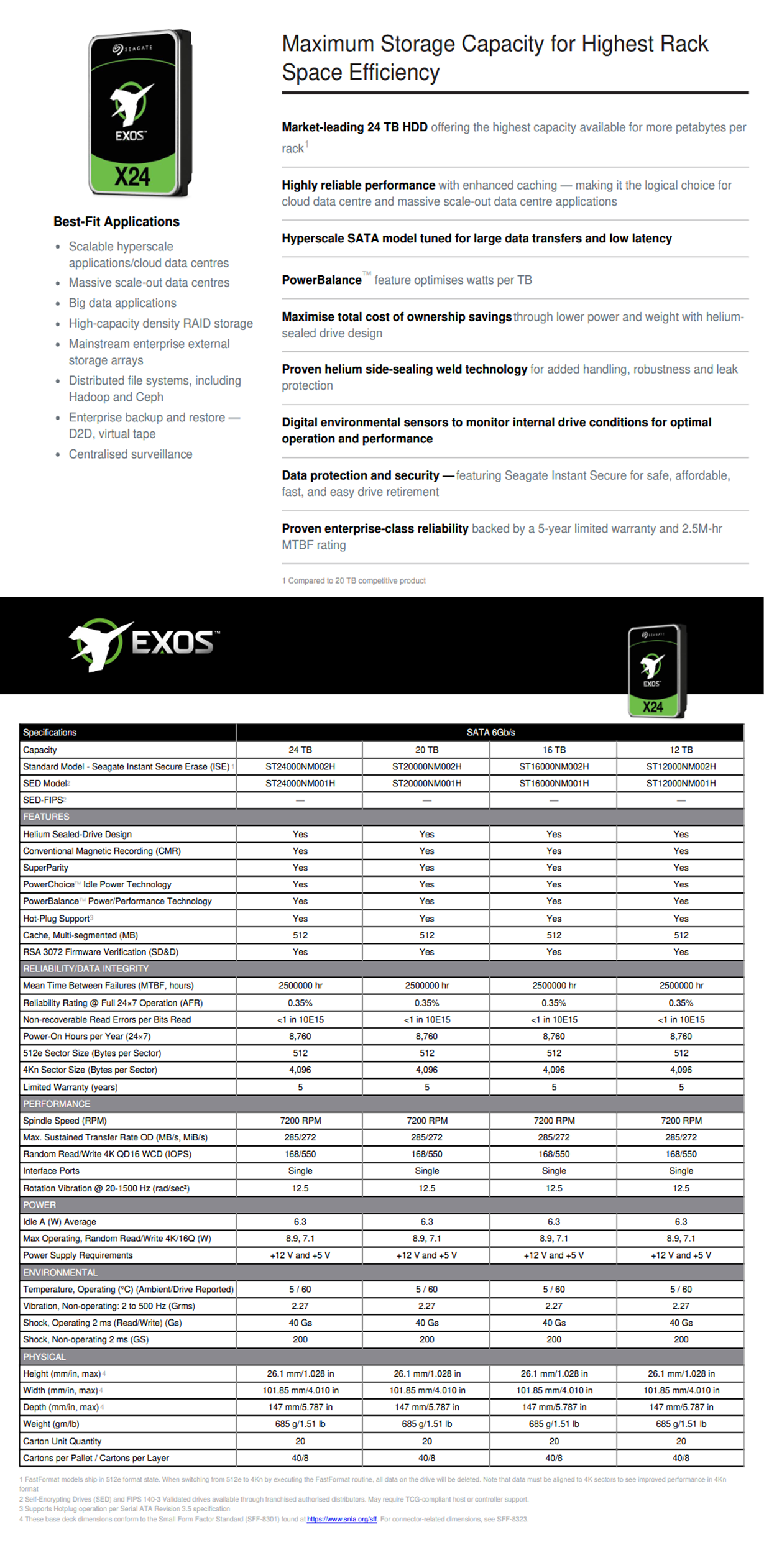 Seagate Exos X24 20TB 3.5" SATA 7200RPM Enterprise Hard Drive ...