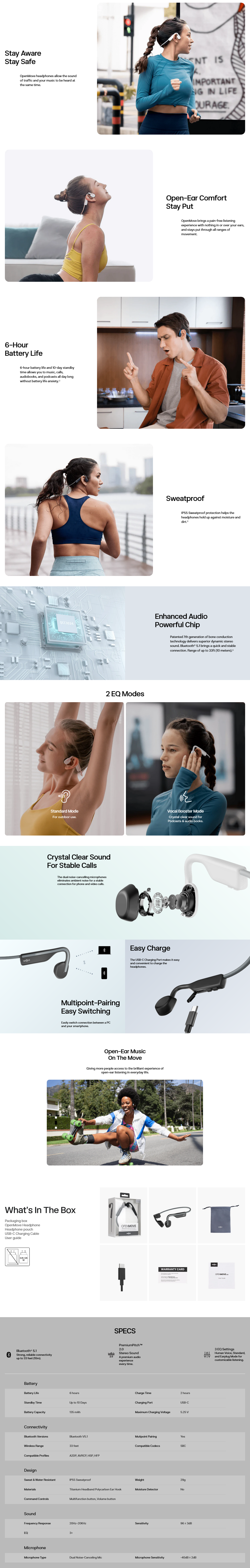Shokz OpenMove Bone Conduction Sports Headphone - Blue - S661BL | Mwave