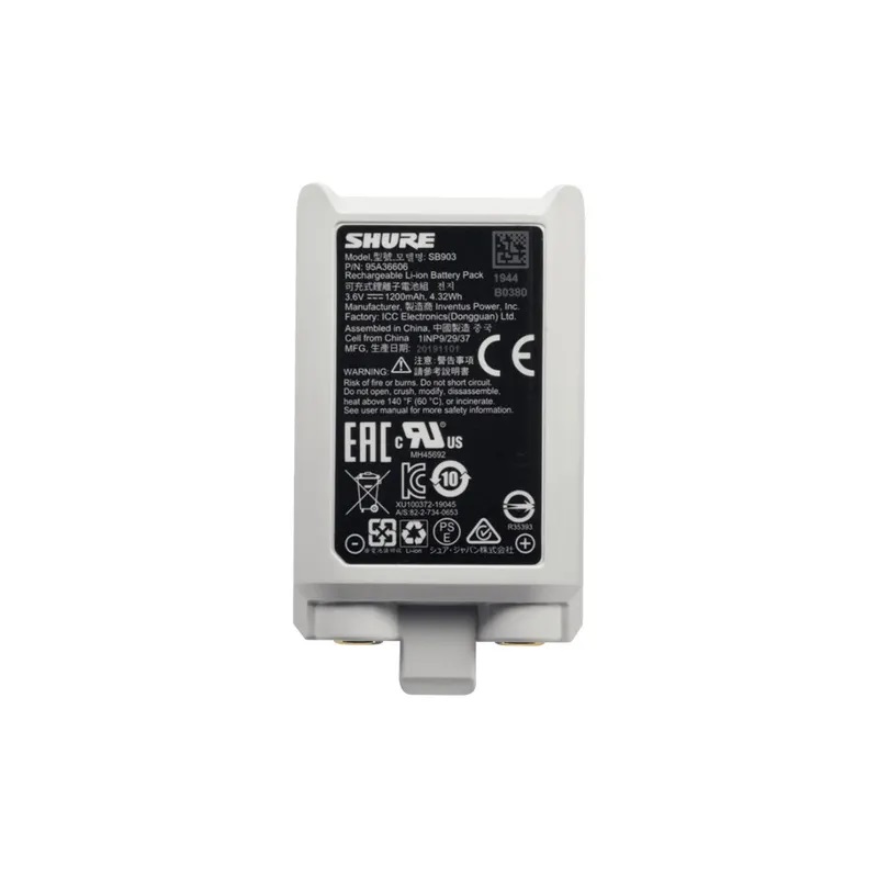 Shure SB903 - Lithium-ion battery for SLX-D Wireless Transmitters - SHR ...