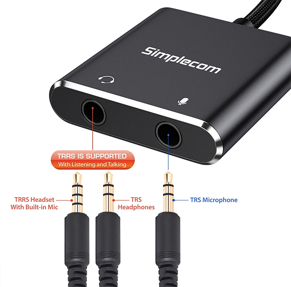 Simplecom CA152 USB to 3.5mm Audio and Microphone Sound Card Adapter ...
