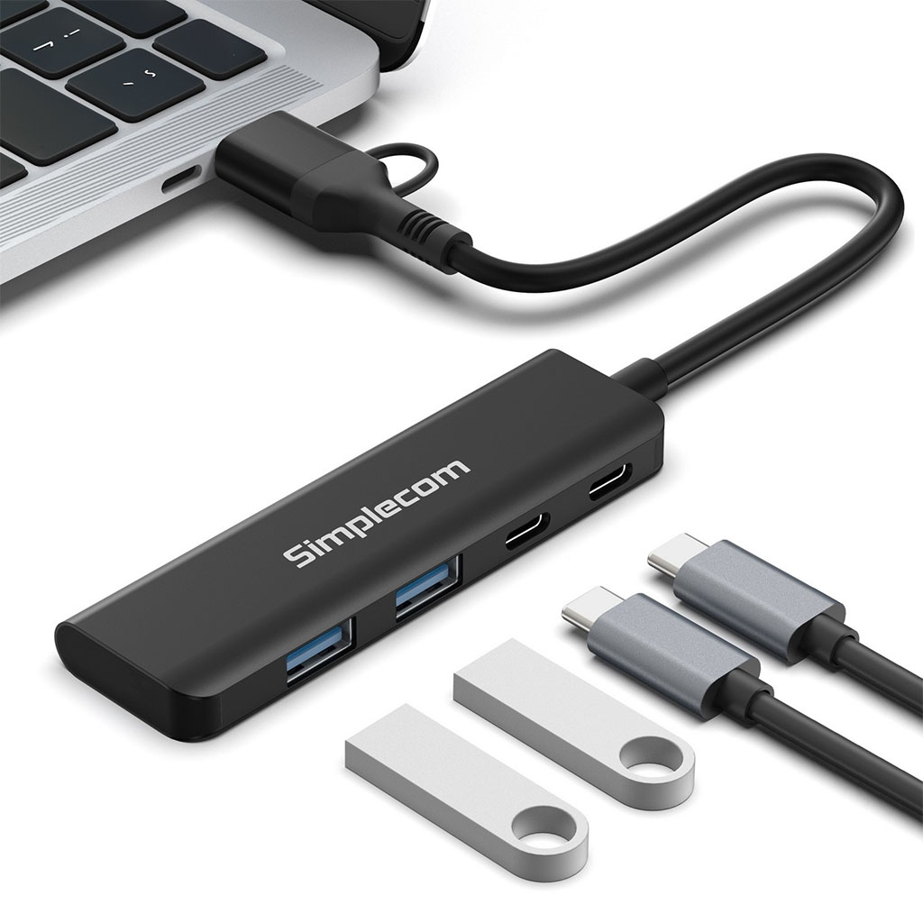 Simplecom CH385 SuperSpeed USB-A & USB-C 3.2 Gen 1 4-Port Combo Hub ...