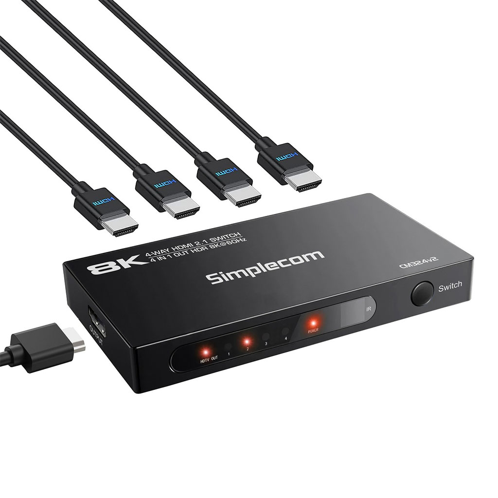Simplecom CM324v2 4-Port HDMI 2.1 Switch with Remote - CM324v2 | Mwave