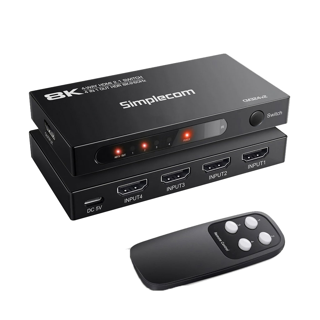 Simplecom CM324v2 4-Port HDMI 2.1 Switch with Remote - CM324v2 | Mwave