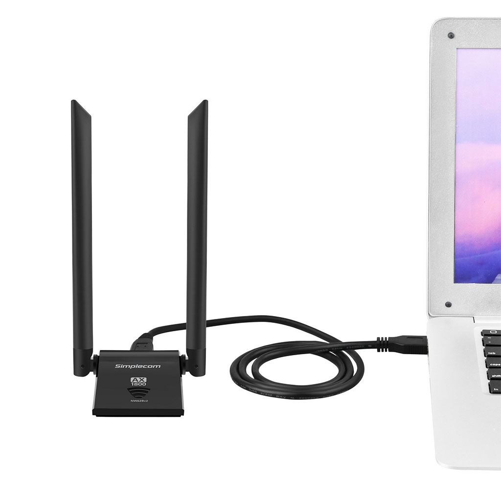 Simplecom NW628v2 AX1800 Dual Band Wi-Fi 6 USB Adapter with 2x 5dBi ...