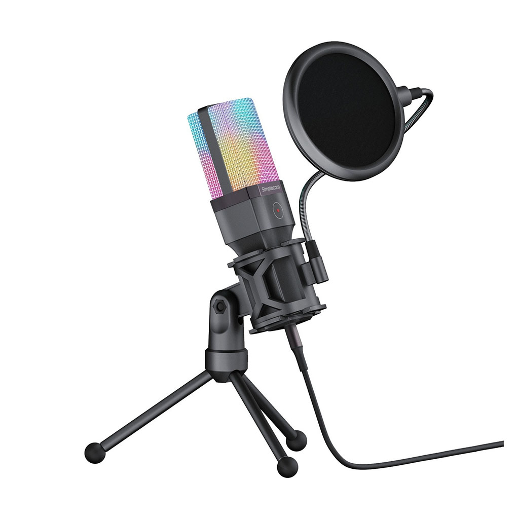 Simplecom UM650 USB-C Cardioid Condenser RGB Gaming Microphone with ...