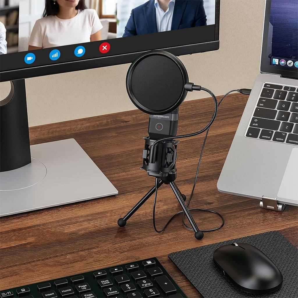 Simplecom UM650 USB-C Cardioid Condenser RGB Gaming Microphone with ...