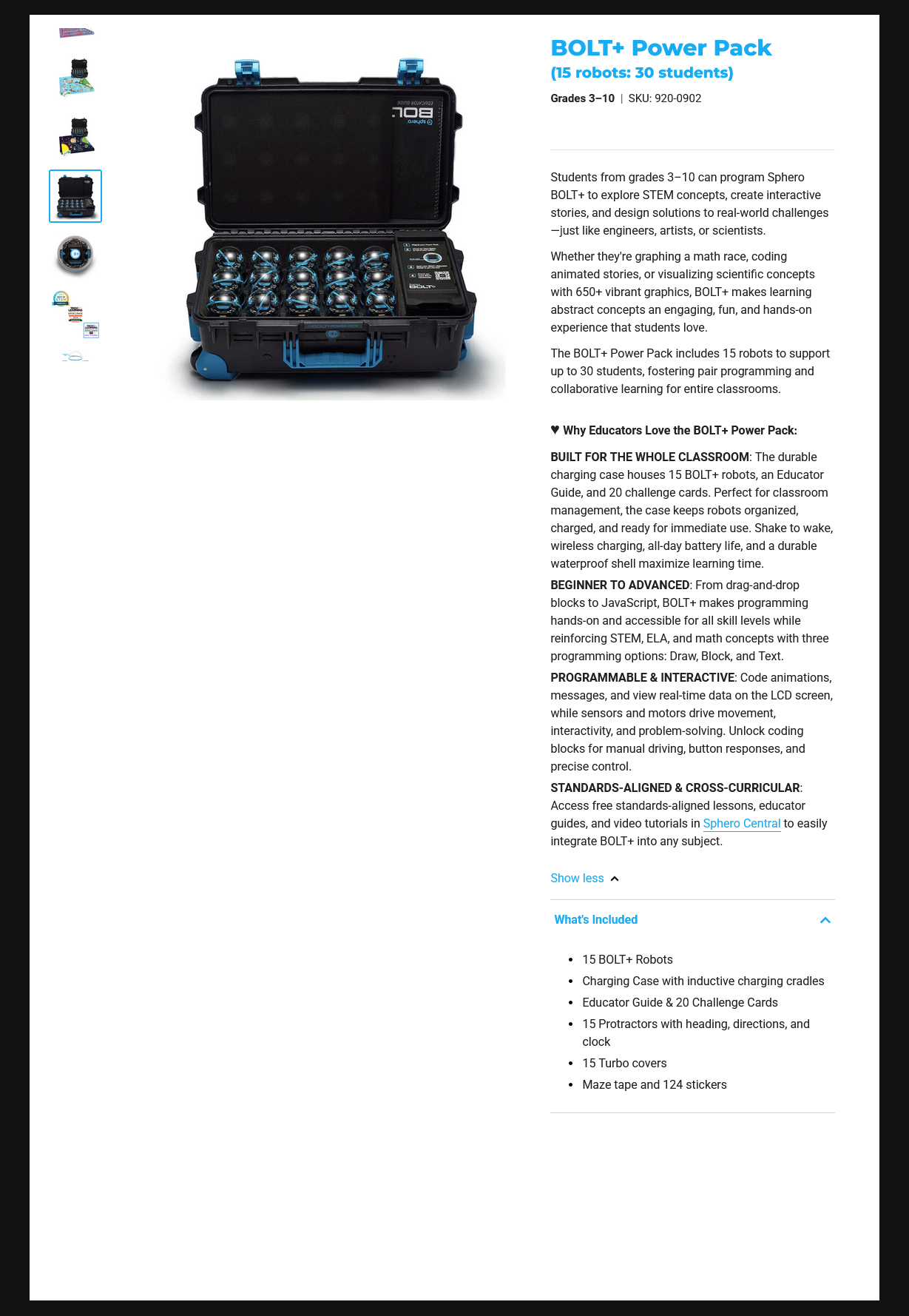 Sphero BOLT+ Education Power Pack (15 robots) - 920-0903 | Mwave