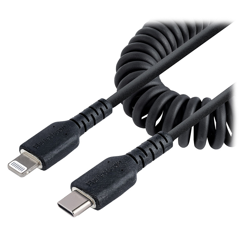 StarTech 1m USB-C to Lightning Coiled Cable - Black - RUSB2CLT1MBC | Mwave