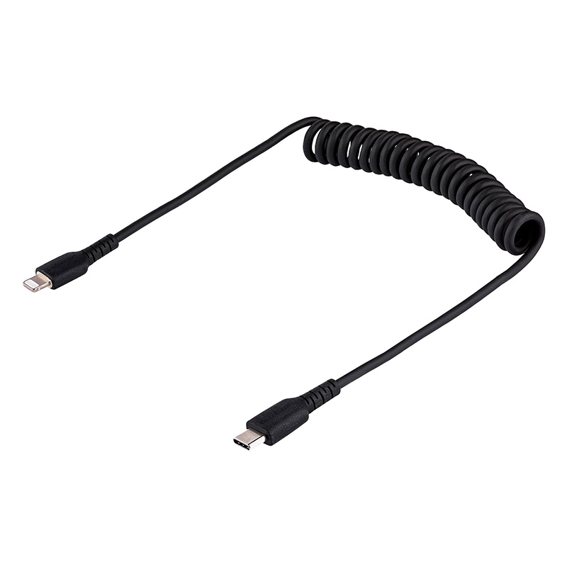 StarTech 1m USB-C to Lightning Coiled Cable - Black - RUSB2CLT1MBC | Mwave