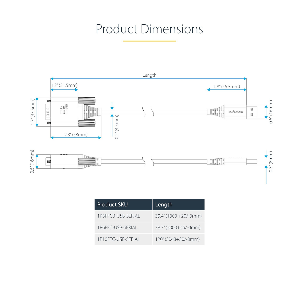 StarTech 1m USB-A to Serial Adapter Cable - 1P3FFCB-USB-SERIAL | Mwave