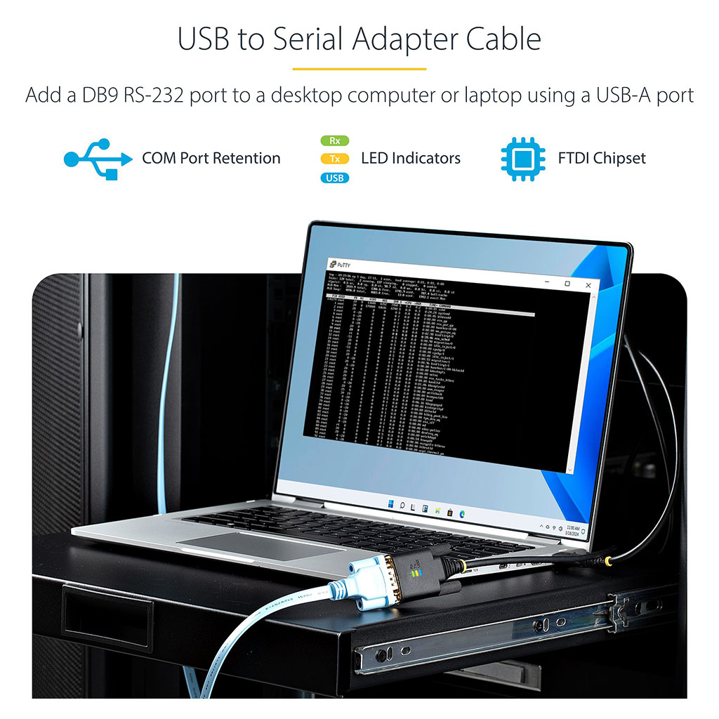StarTech 1m USB-A to Serial Adapter Cable - 1P3FFCB-USB-SERIAL | Mwave