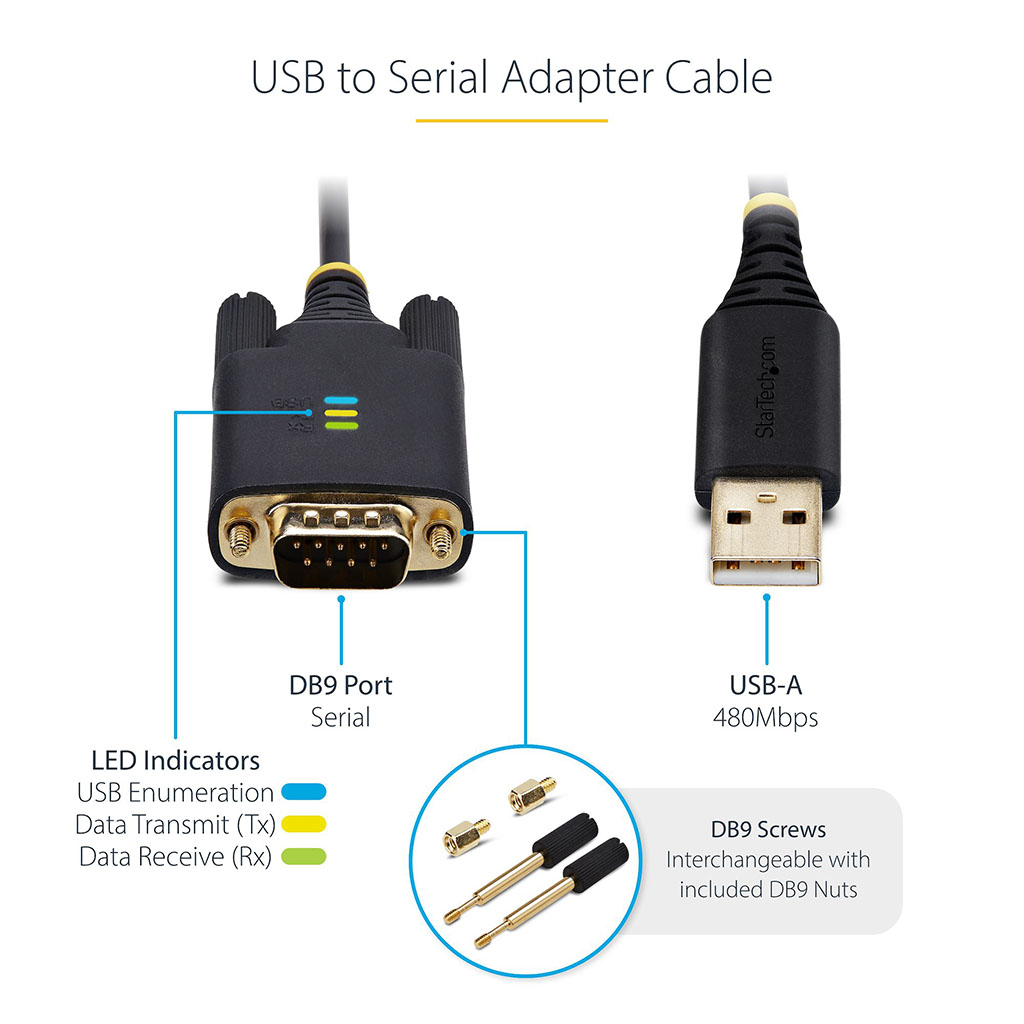StarTech 1m USB-A to Serial Adapter Cable - 1P3FFCB-USB-SERIAL | Mwave