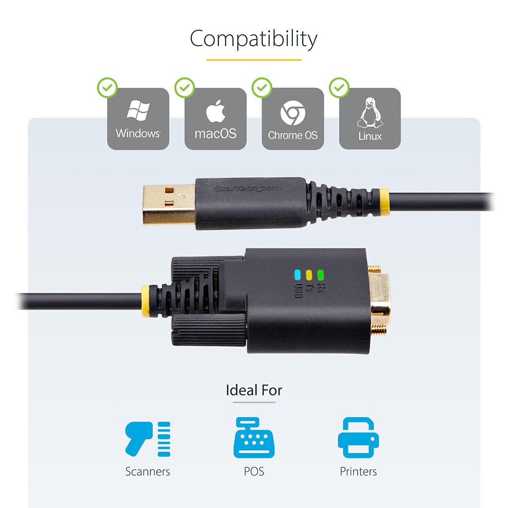 StarTech 1m USB-A to Serial Adapter Cable - 1P3FFCB-USB-SERIAL | Mwave