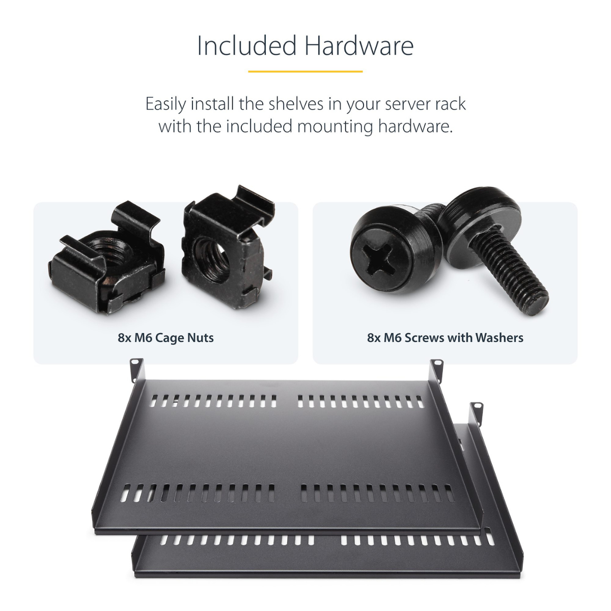 StarTech 1U Server Rack Shelf for 19" Rack/Cabinet - 2 Pack ...
