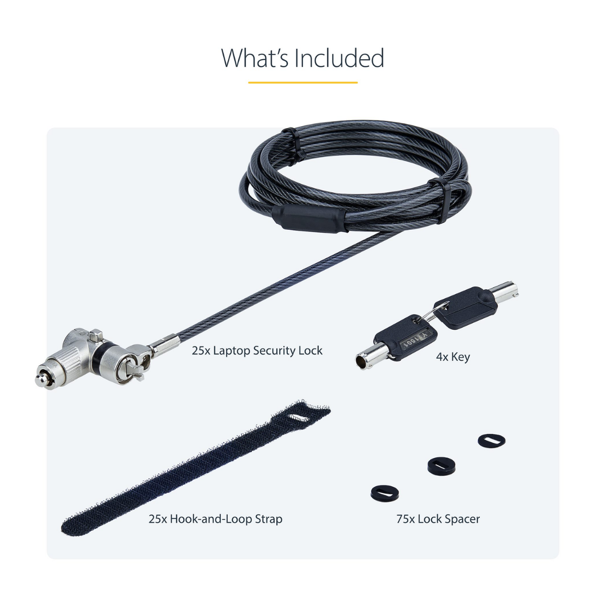 StarTech 2m Universal Security Cable Laptop Keyed Lock - 25 Pack ...