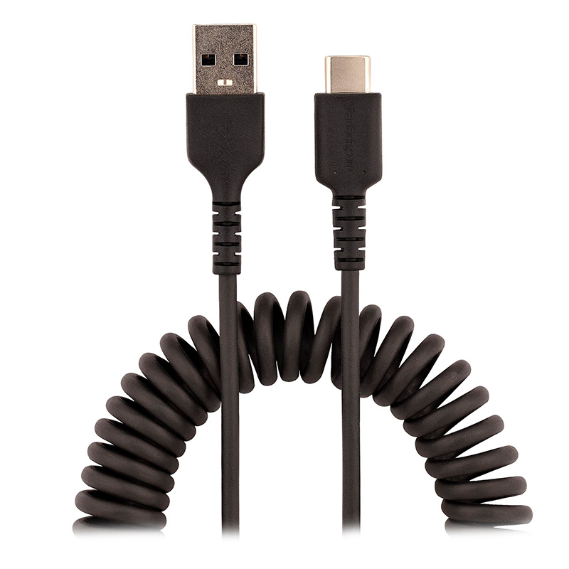 StarTech 1m USB-A to USB-C Rugged Coil Charging Cable - Black - R2ACC ...