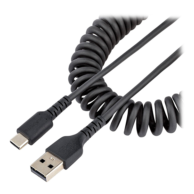 StarTech 1m USB-A to USB-C Rugged Coil Charging Cable - Black - R2ACC ...