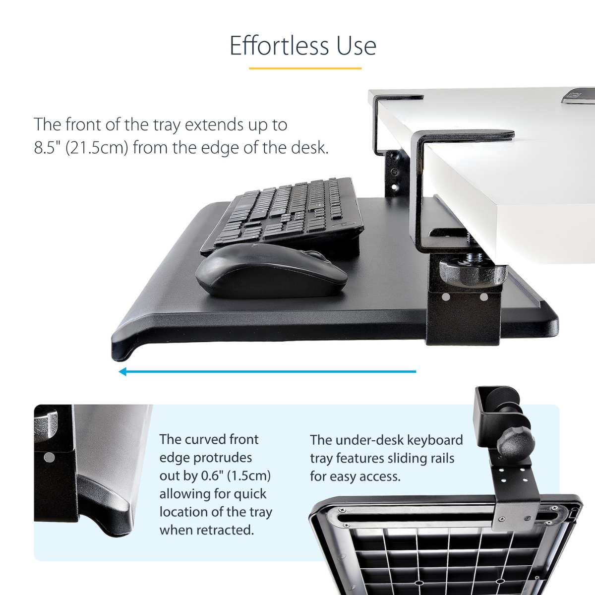 StarTech Clamp-on Ergonomic Under-Desk Keyboard Tray - KEYBOARD-TRAY ...