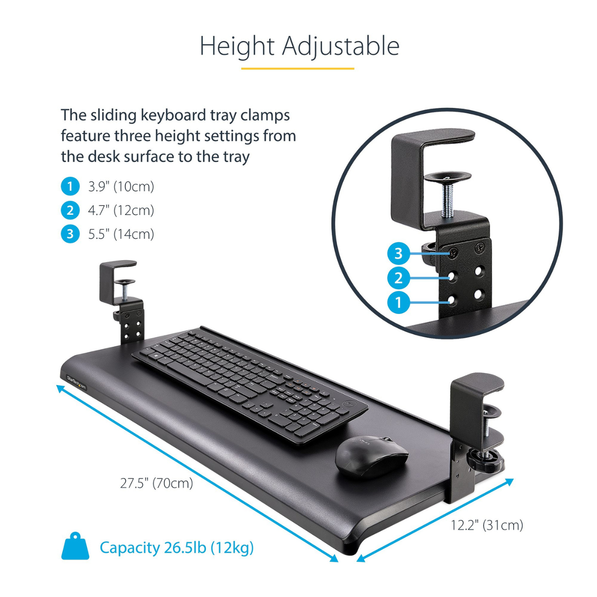StarTech Clamp-on Ergonomic Under-Desk Keyboard Tray - KEYBOARD-TRAY ...